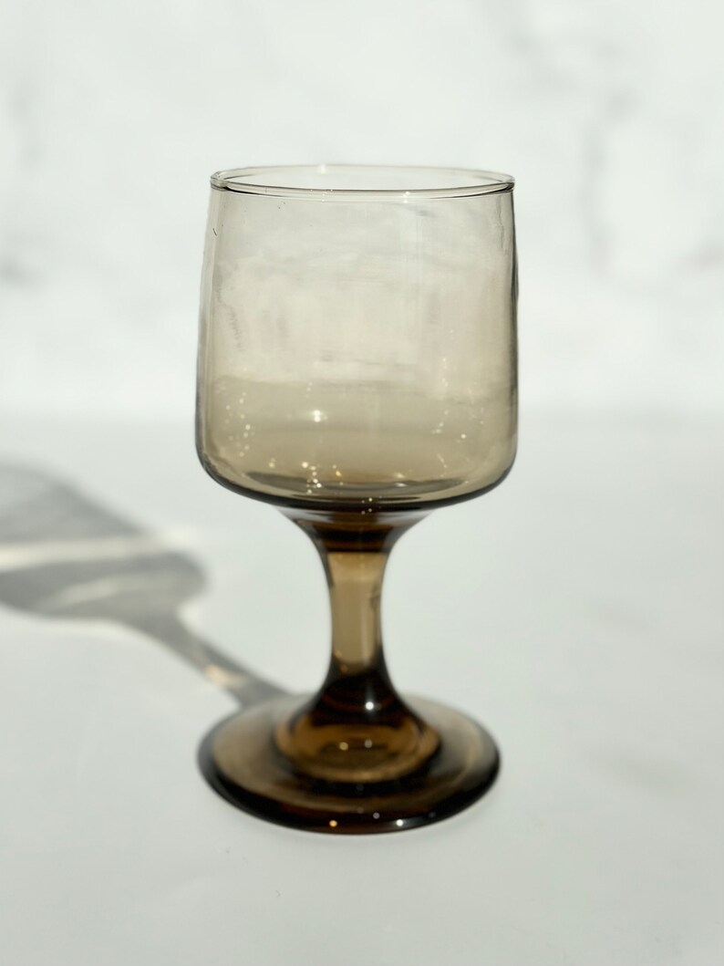 Vintage MCM Smoky Wine Glasses Set of Two - Etsy