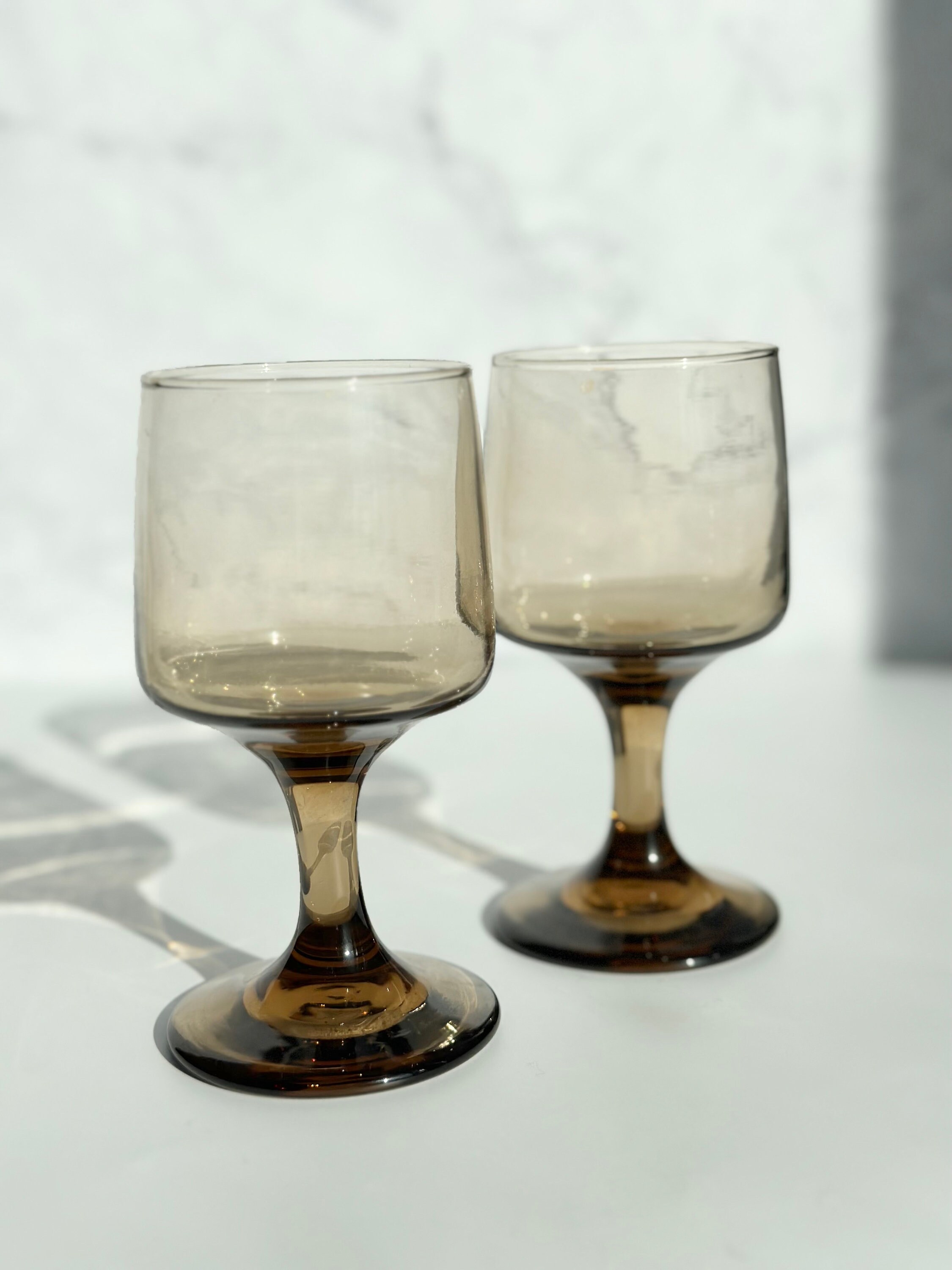 Vintage MCM Smoky Wine Glasses Set of Two - Etsy