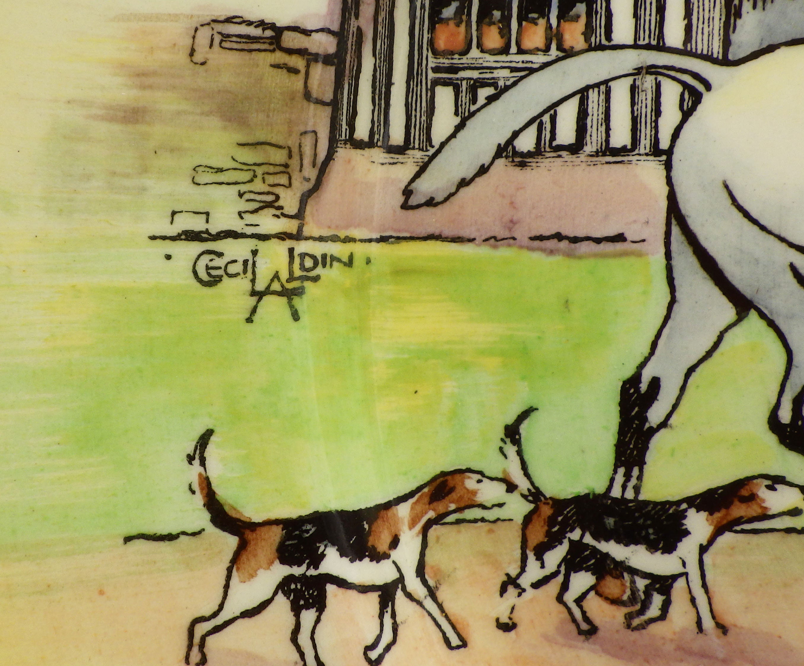 1926 Royal Doulton Old English Scenes Plate Mounted Huntsman Looking ...