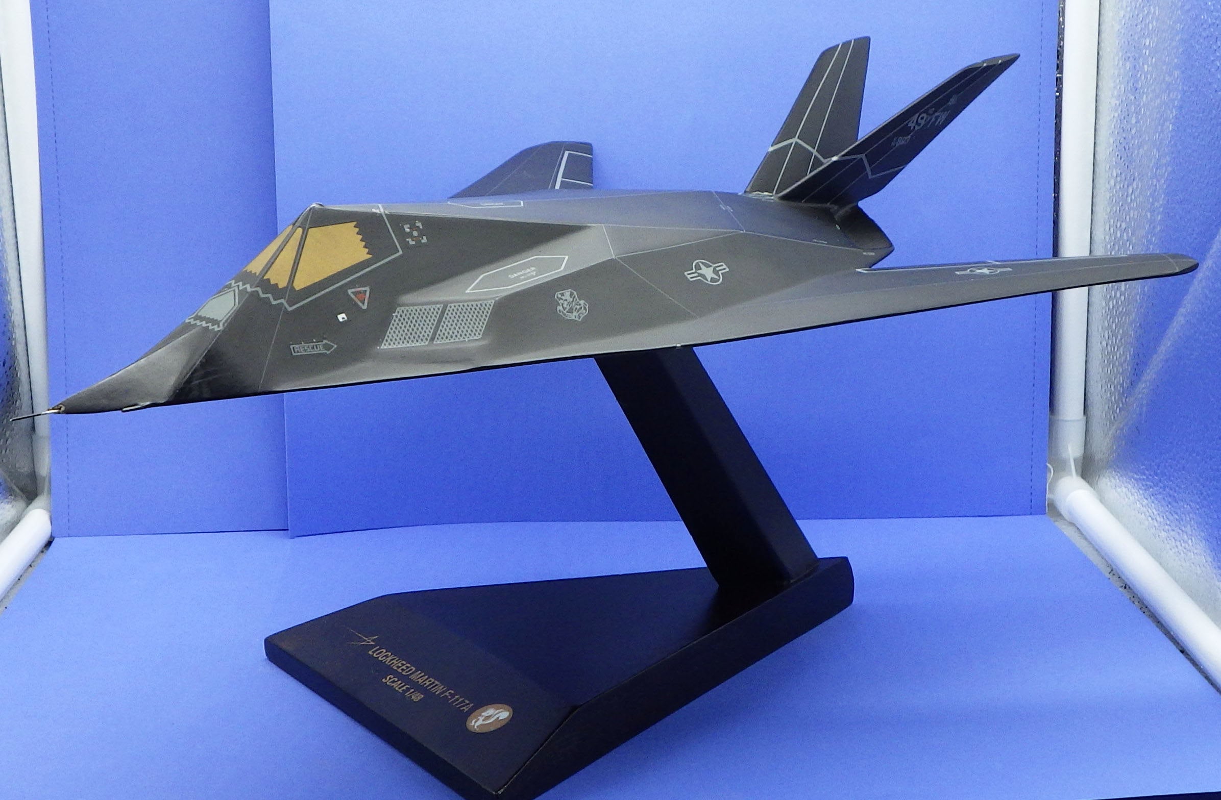 Vintage Lockheed Martin F-117A Wood Scale 1/48 Model With Famous Skunk ...