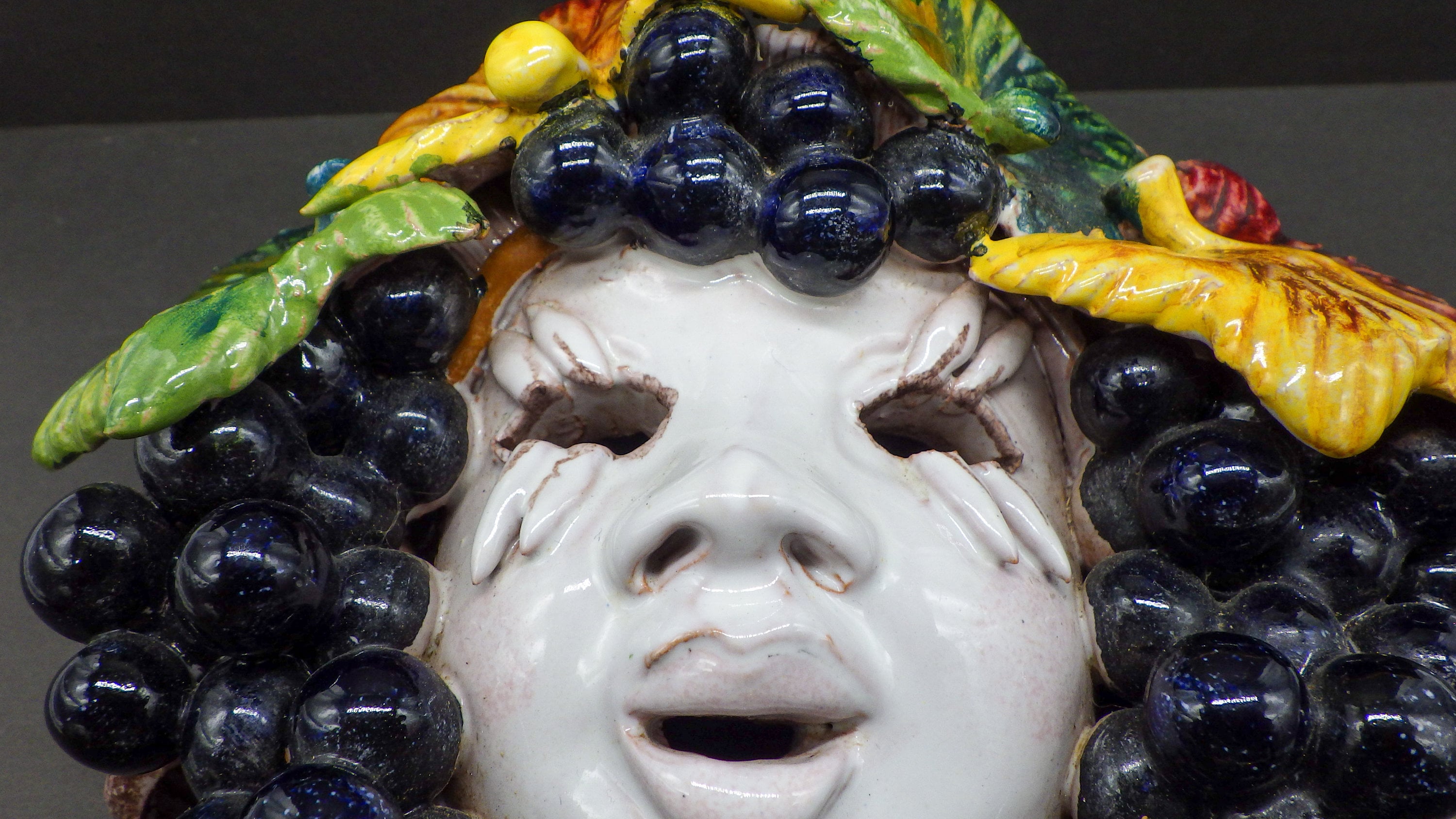 Vintage Italian Terra Cotta Bacchus Wine God Mask Made in Italy Grapes ...