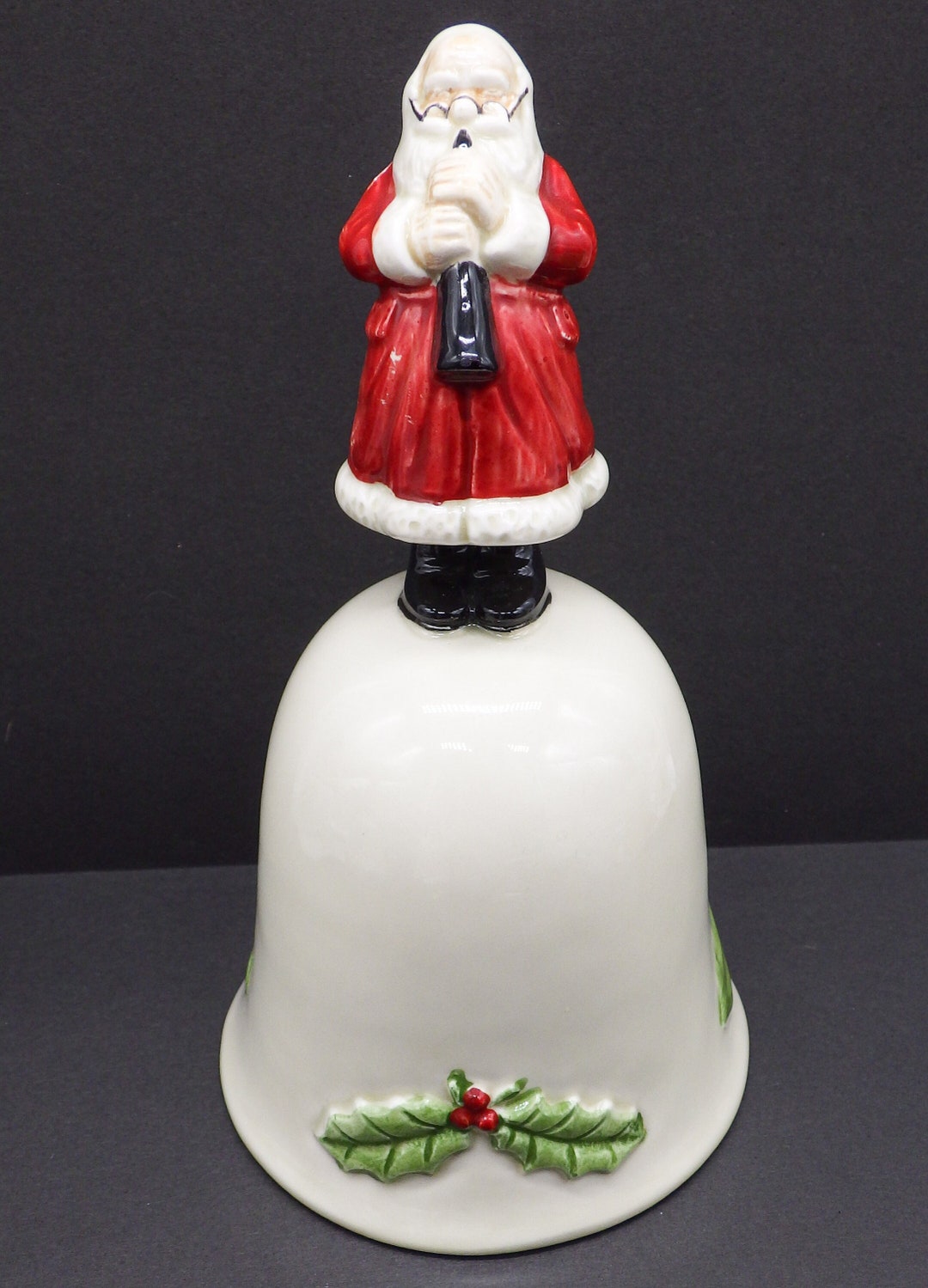 Vintage Hand Painted Santa Claus Playing Horn or Clarinet Bell Vintage ...