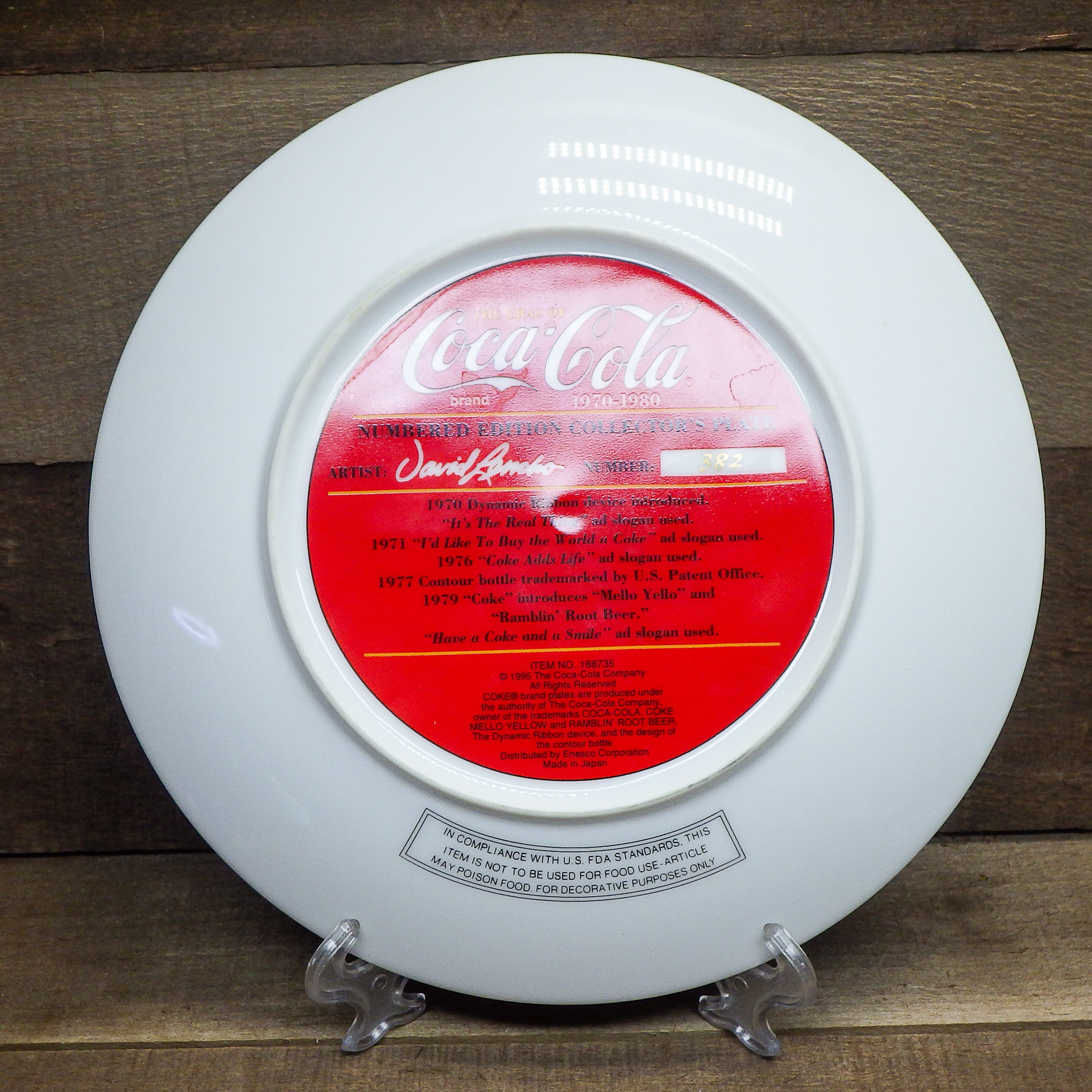 Eras of Coca Cola Numbered Limited Editon 1995 Collectors Plate ...