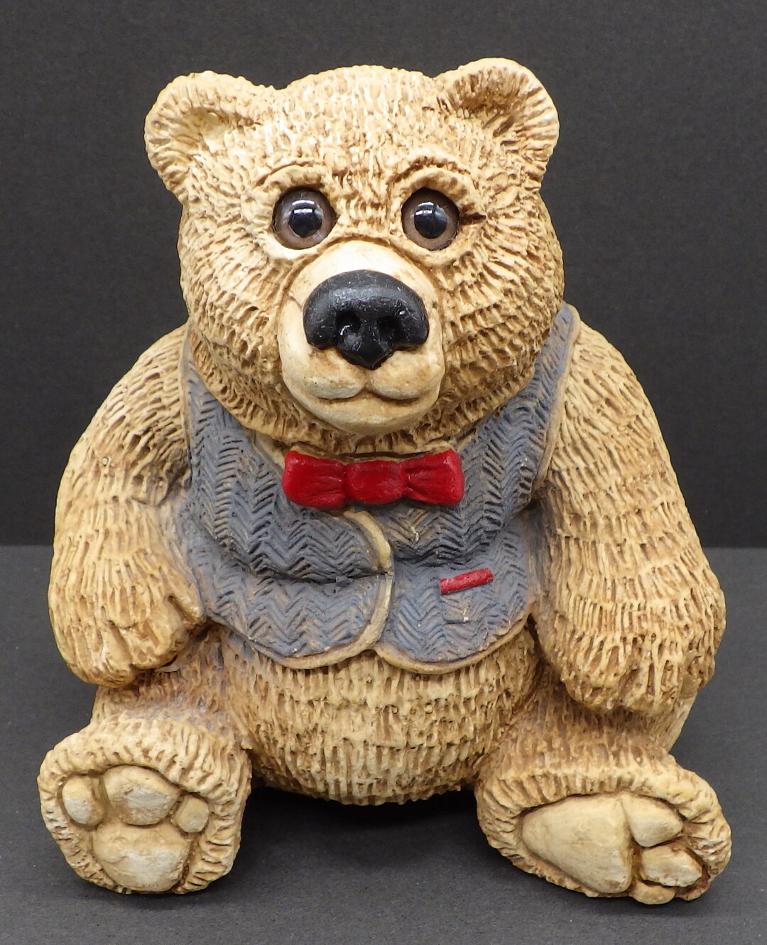 Vintage Stone Critters Bear With Vest and Bow Tie United Design Corp ...