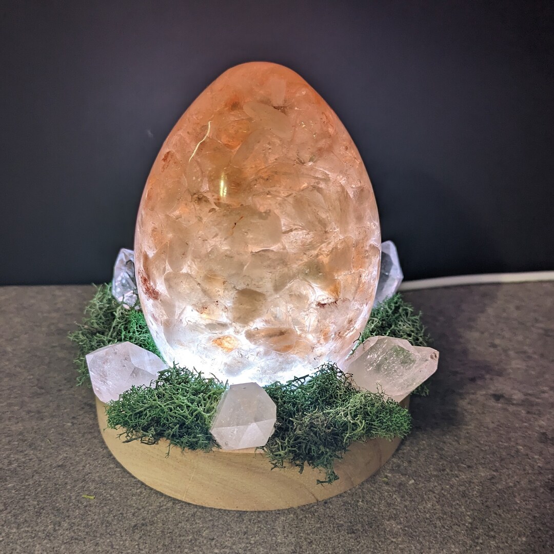 Magical and Mystical Citrine and Epoxy Dragon Egg With Quartz Crystals ...