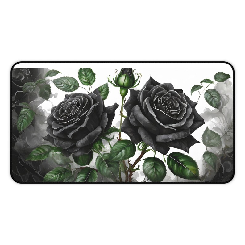 Midnight Bloom: Black Rose Desk Mat Mouse Pad Great Floral Mouse Pad - Etsy