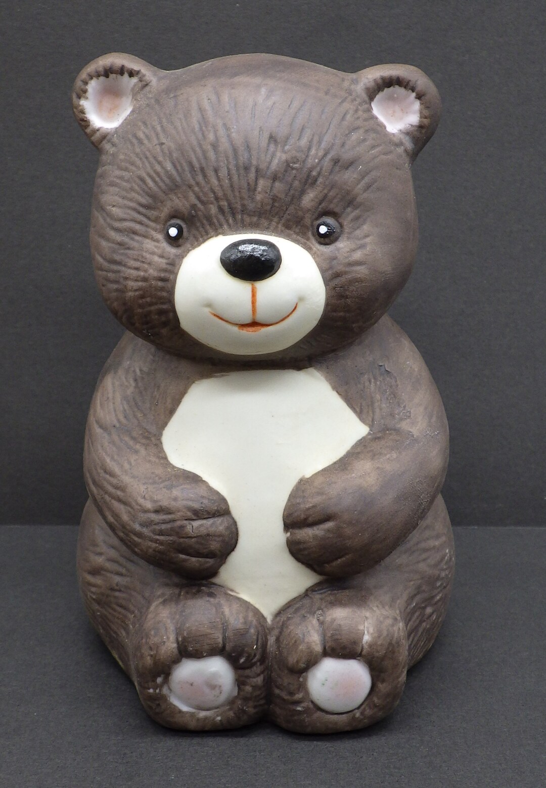 Vintage Hand Painted Cute Bear Bell Marked UCGC Taiwan Animal Handbell ...