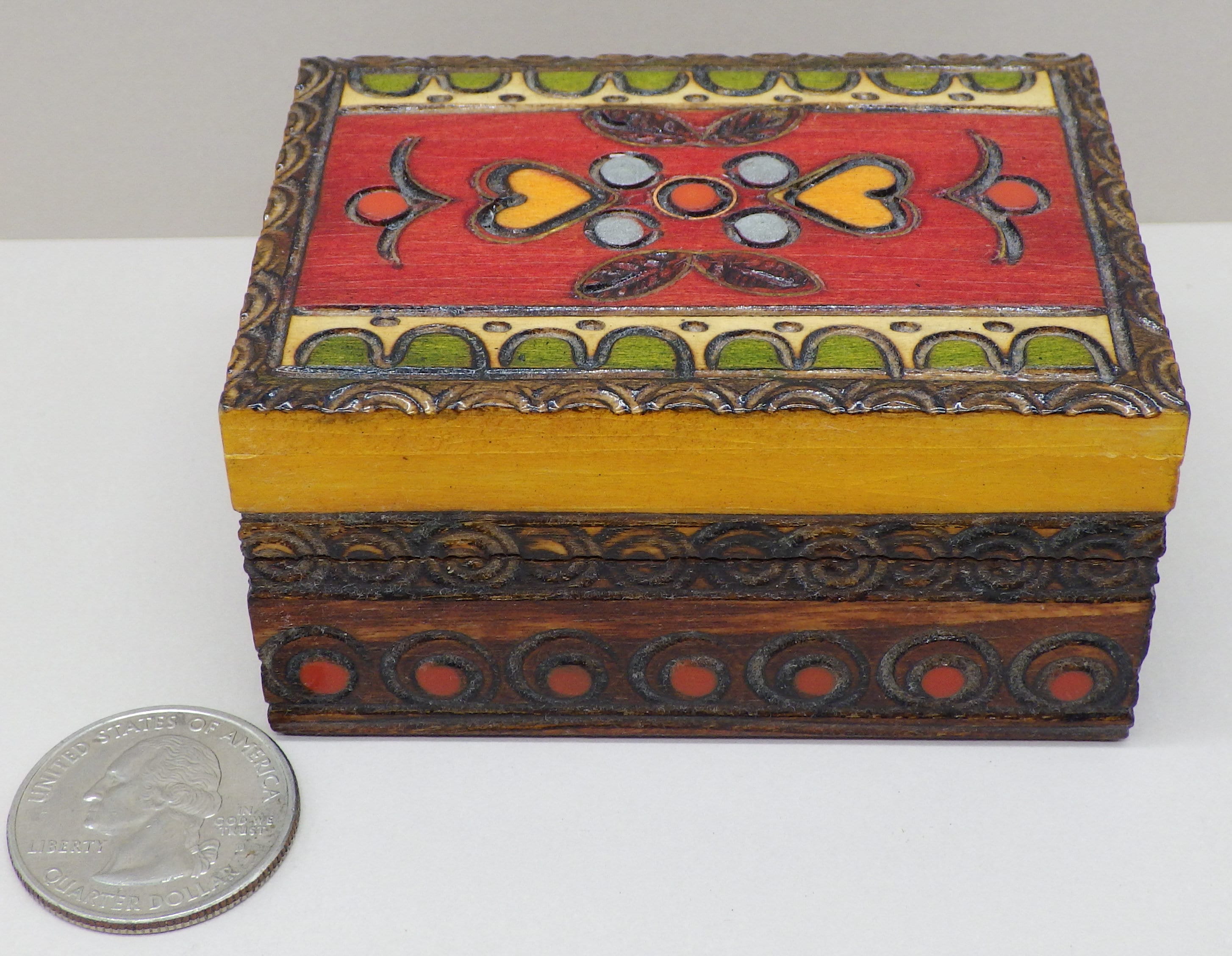 Vintage Hinged Hand Painted Trinket Box From Poland - Etsy