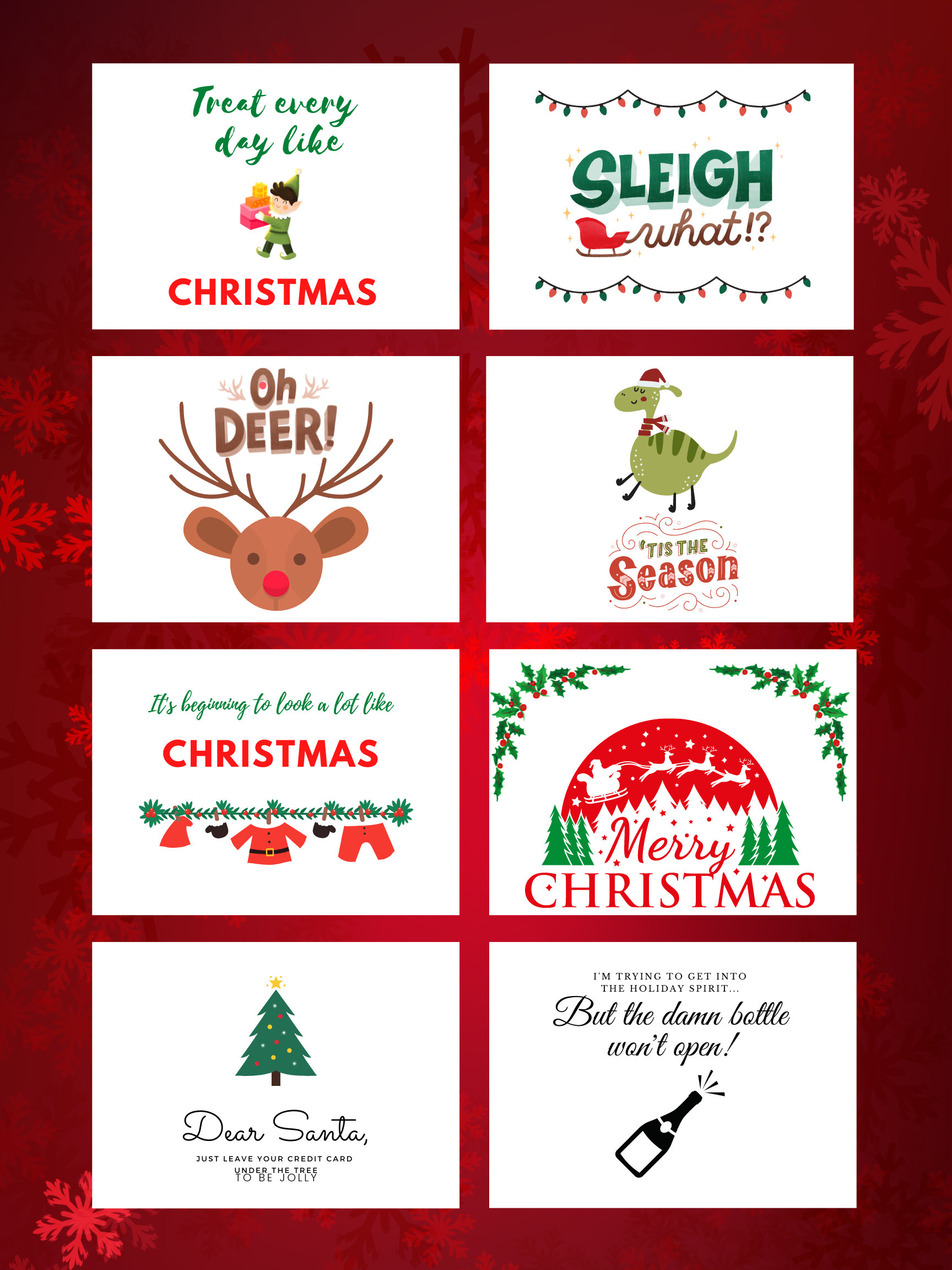 Set of 10 Digital Christmas Cards - Instant Download Holiday Cards - Etsy