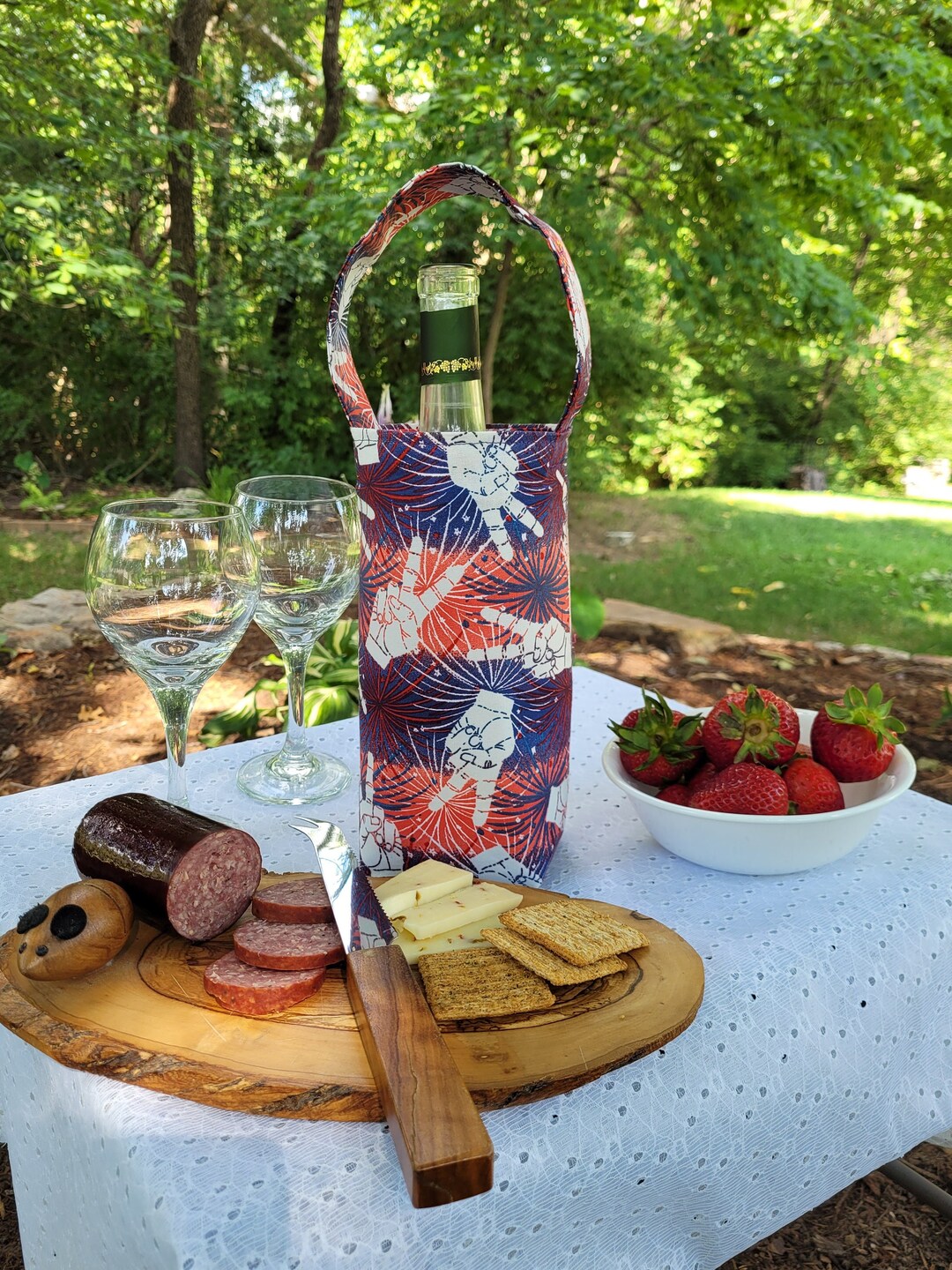 Peace Sign Fireworks Fabric Wine Bottle Tote - Etsy