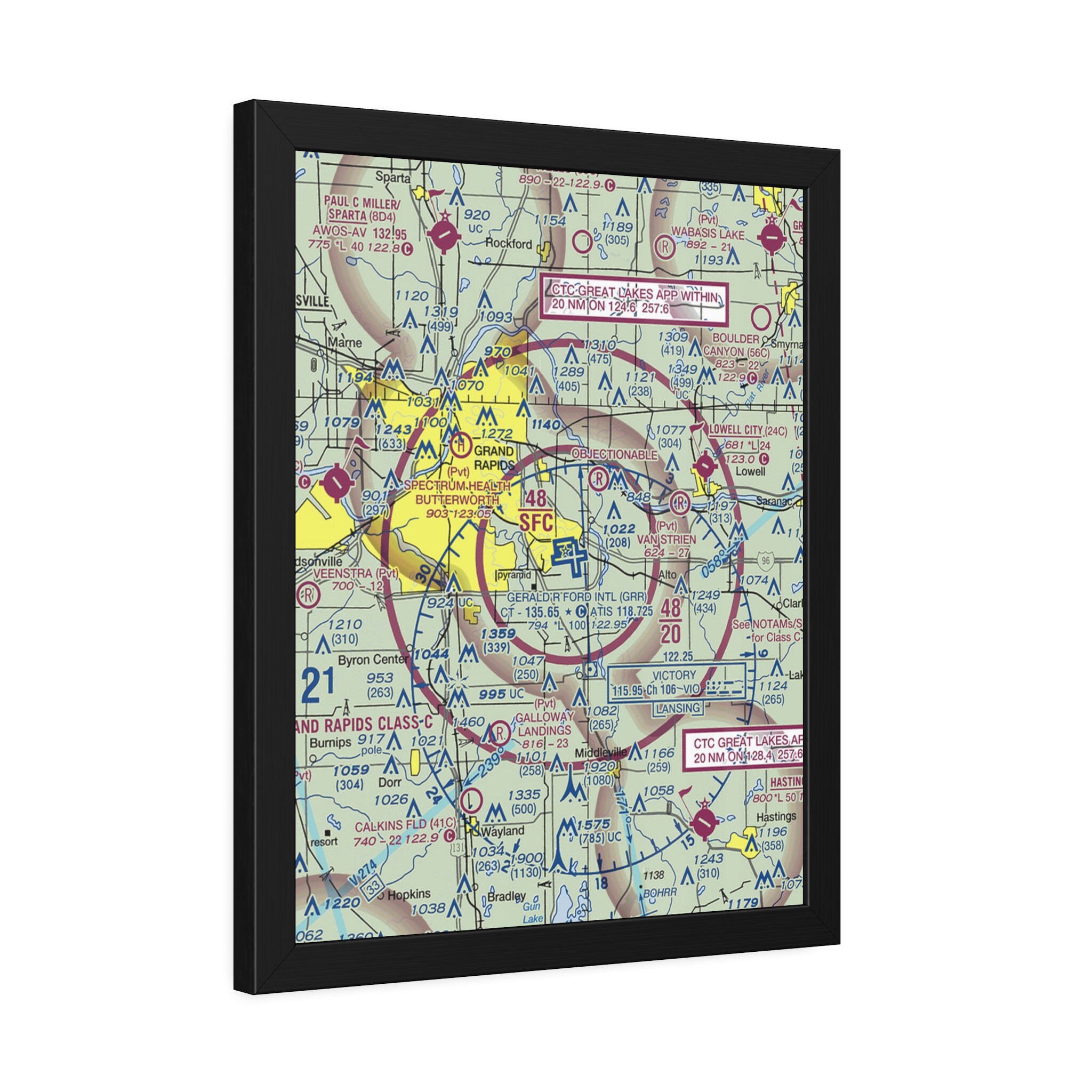 Framed Pilot Poster Pilot Sectional Pilot Wall Art Sectional Airspace ...