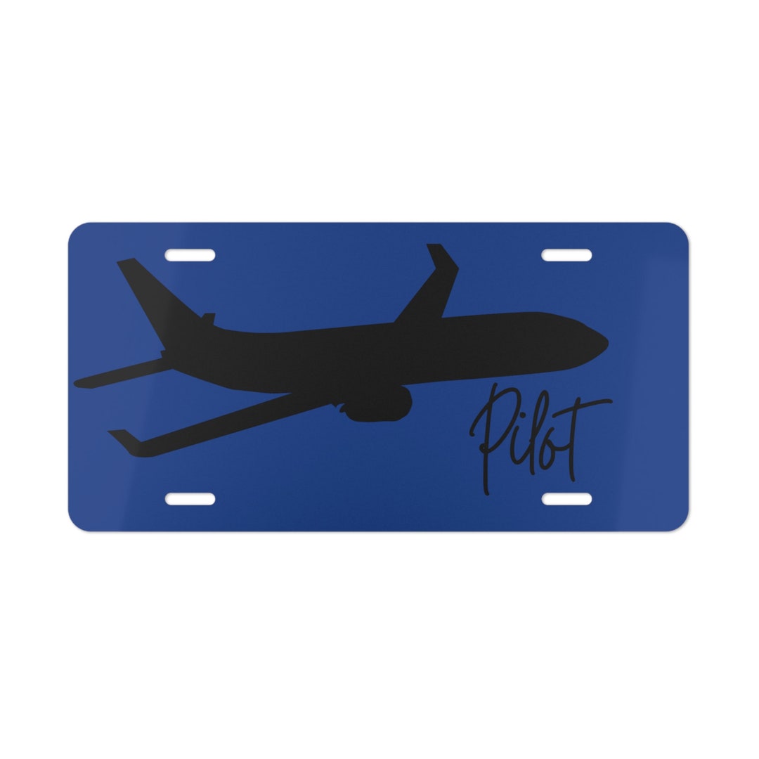 Pilot Vanity Plate - Pilot License Plate With Plane and Pilot - Etsy