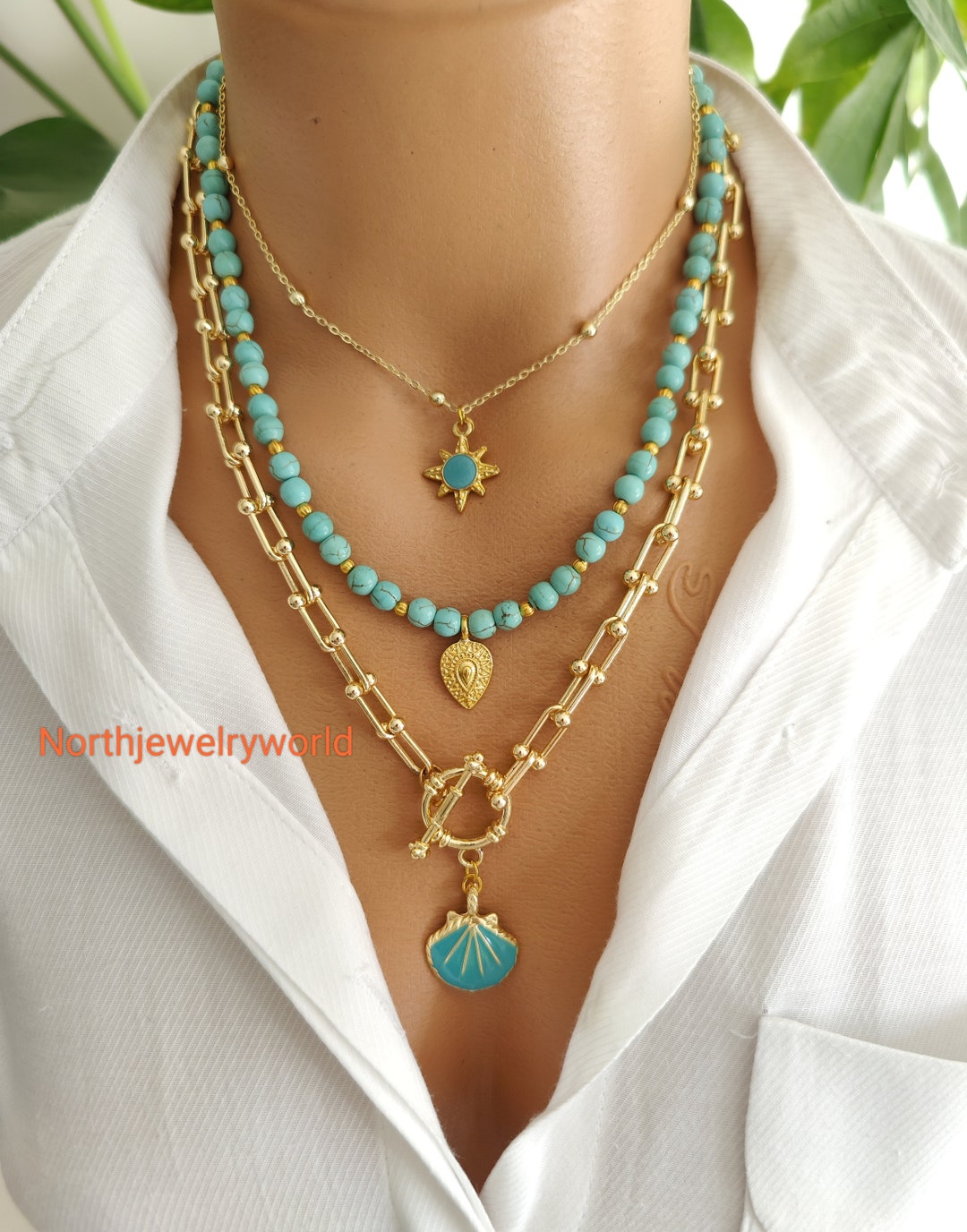 Handmade Stunning Blue Necklace Set, Elegant Jewelry for Women, Shiny ...