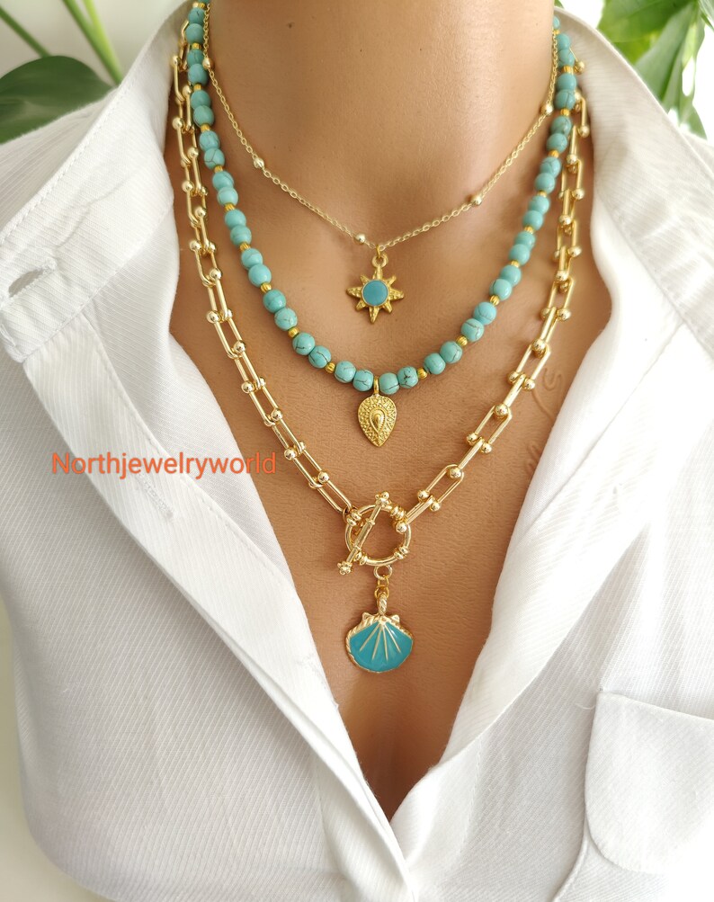 Handmade Stunning Blue Necklace Set, Elegant Jewelry for Women, Shiny ...