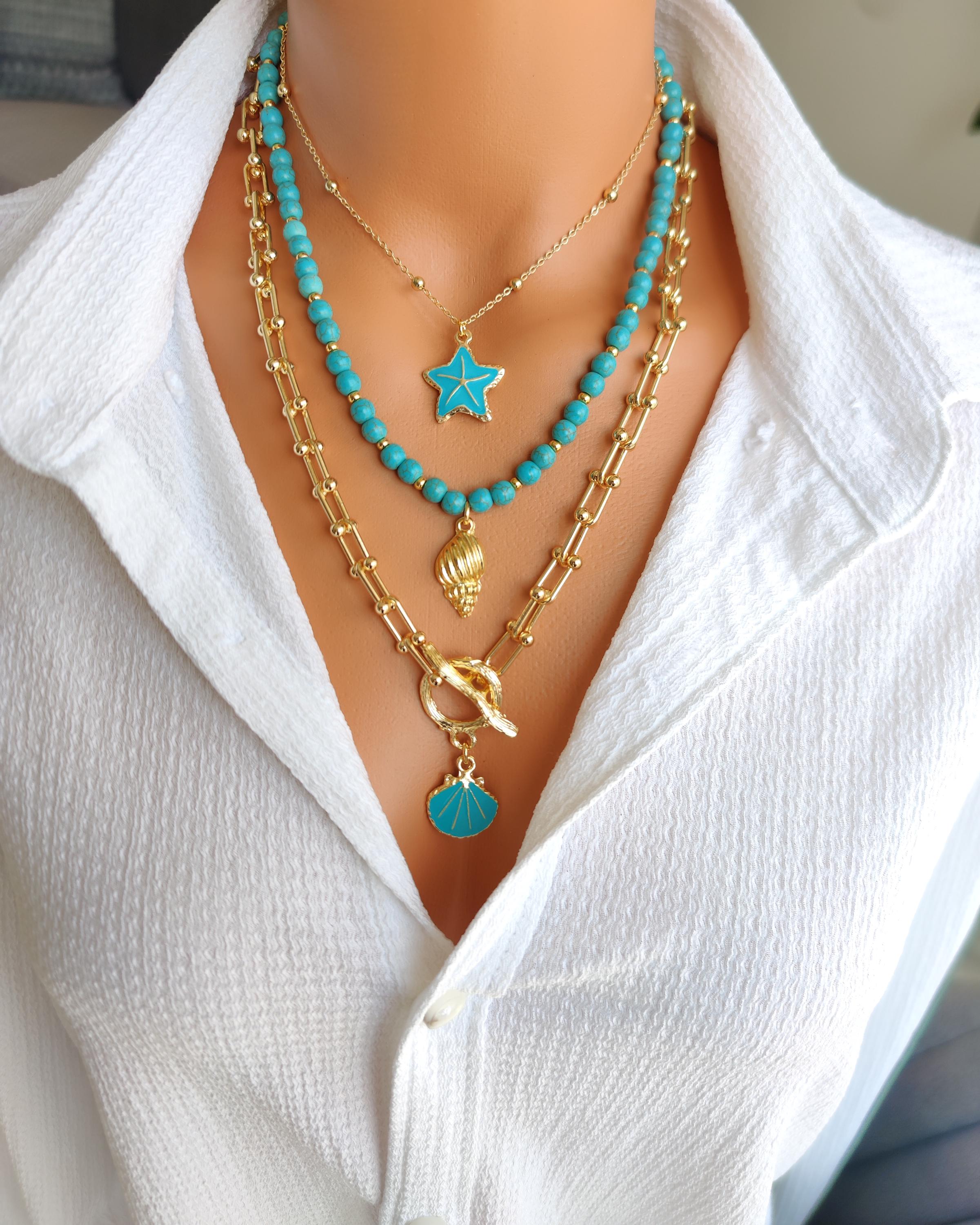 Handmade Stunning Blue Necklace Set, Elegant Jewelry for Women, Shiny ...