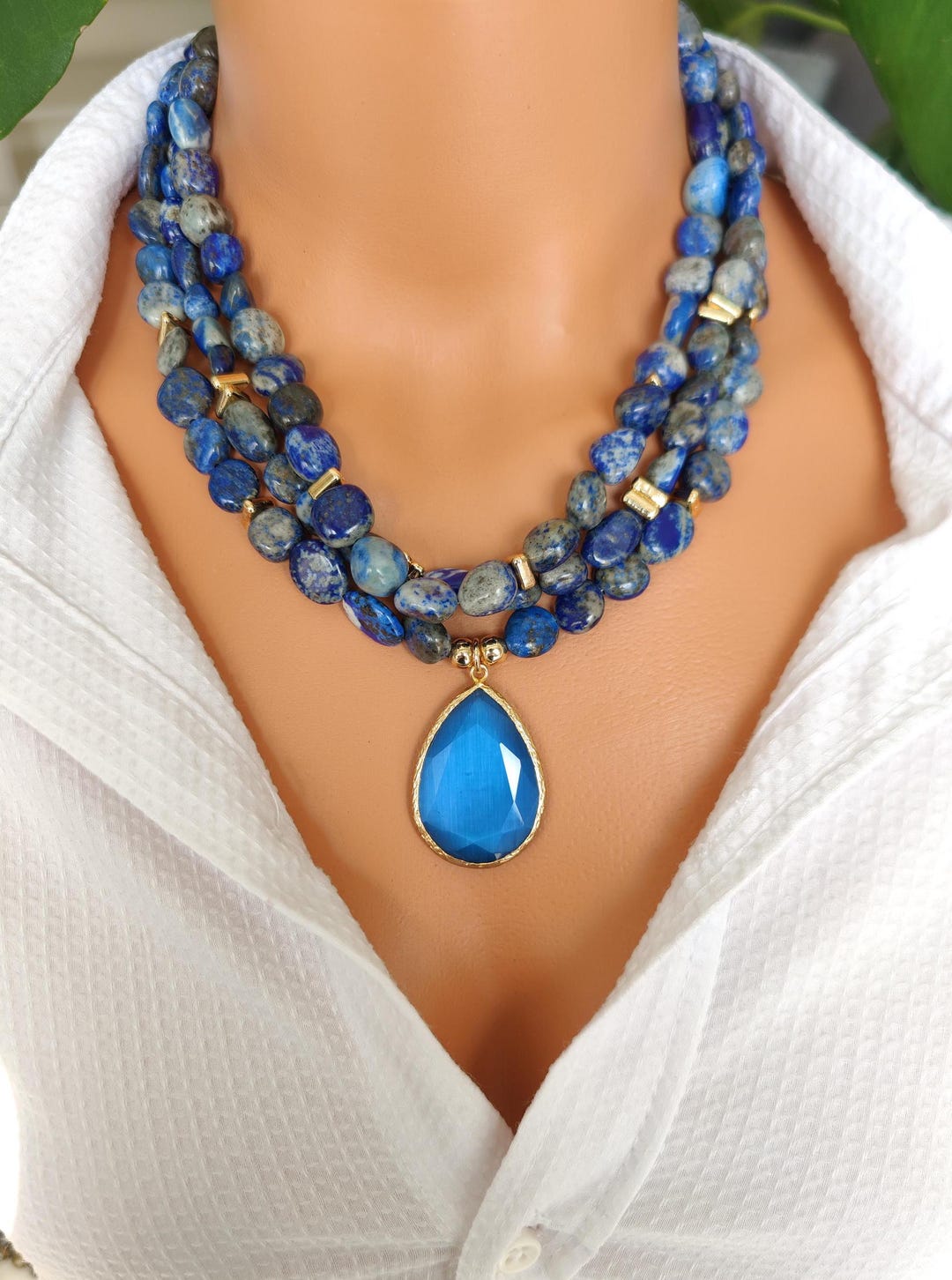 Eye-catching Lapis Chic Jewelry Set, Unique Sky Blue Gemstones, Bright ...