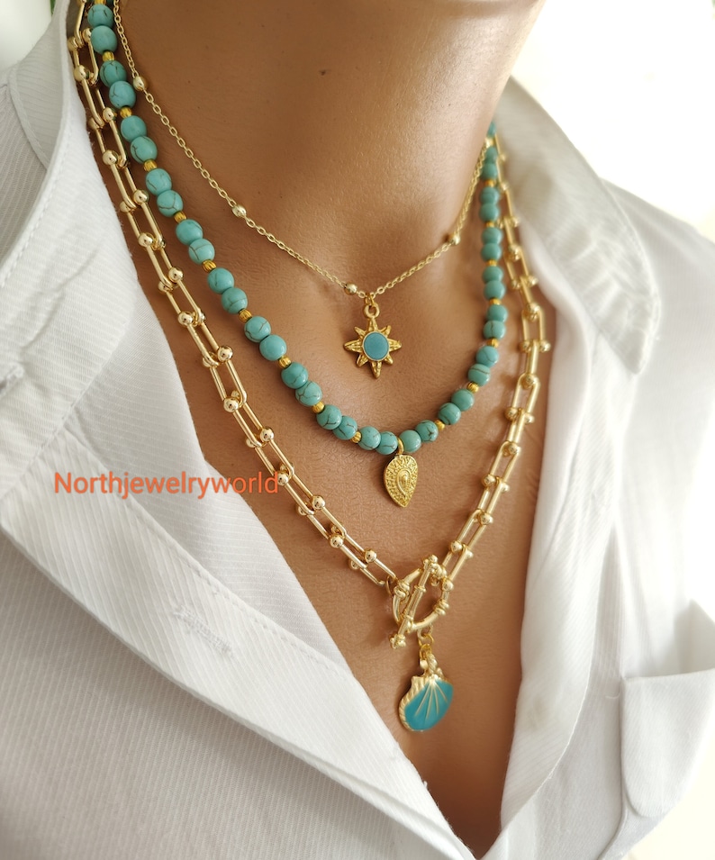 Handmade Stunning Blue Necklace Set, Elegant Jewelry for Women, Shiny ...