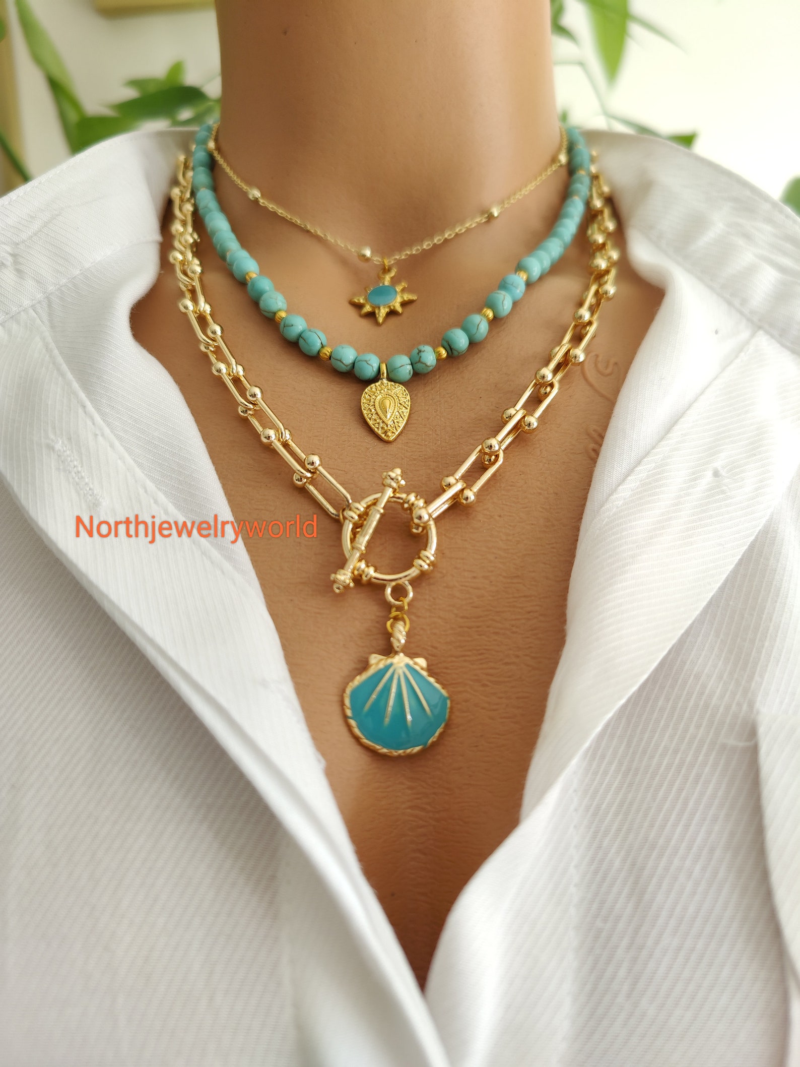 Handmade Stunning Blue Necklace Set, Elegant Jewelry for Women, Shiny ...