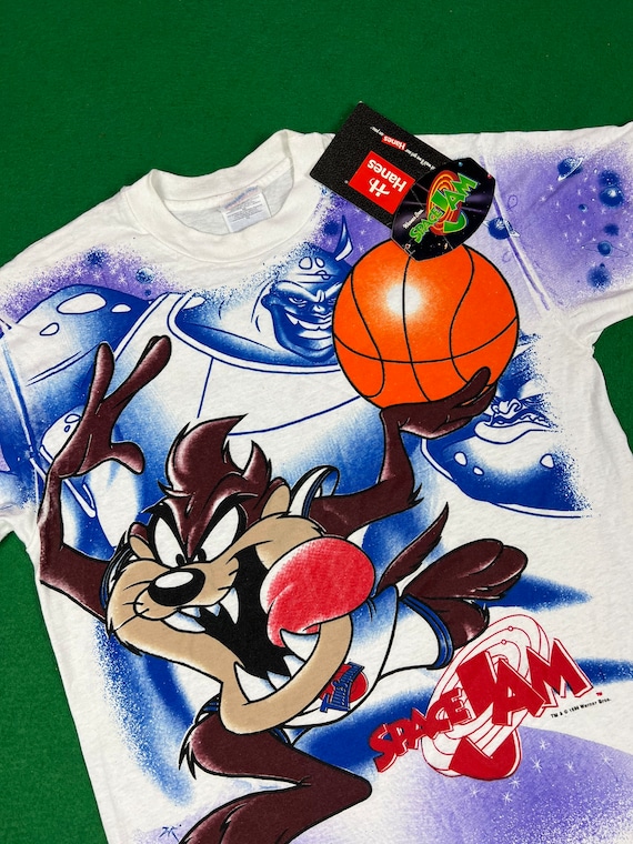 NOS 90s Vintage SPACE JAM Taz Full Print tee michel j… - Gem