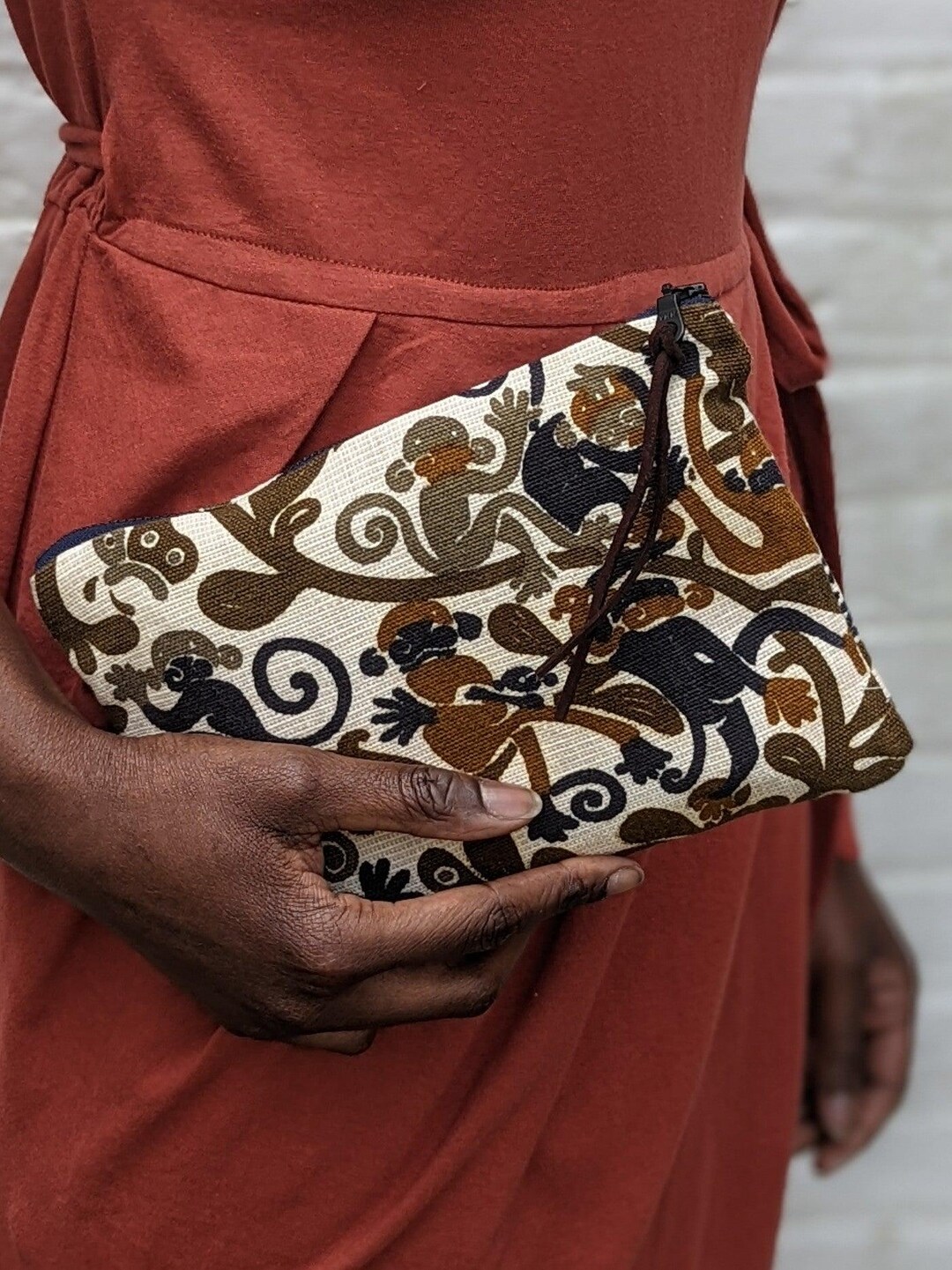 Blue Monkeys Purse Handmade Clutch With Hipster Midcentury Modern Fabric - Etsy