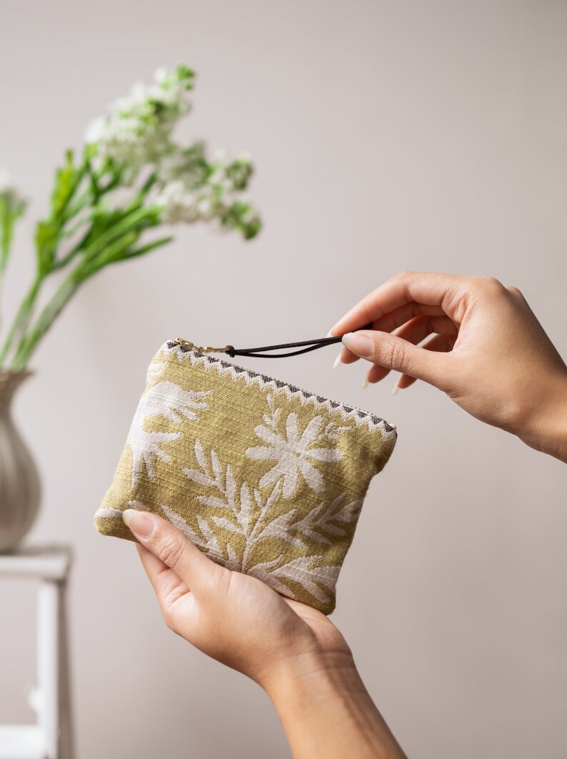 Folk Life Green Mini Pouch With Designer Upholstery Woven Cotton Fabric - Etsy