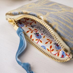 Blossom Velvet Mini Pouch Teal and Ivory With Vintage Velvet or Suede ...