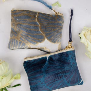 Blossom Velvet Mini Pouch Teal and Ivory With Vintage Velvet or Suede ...
