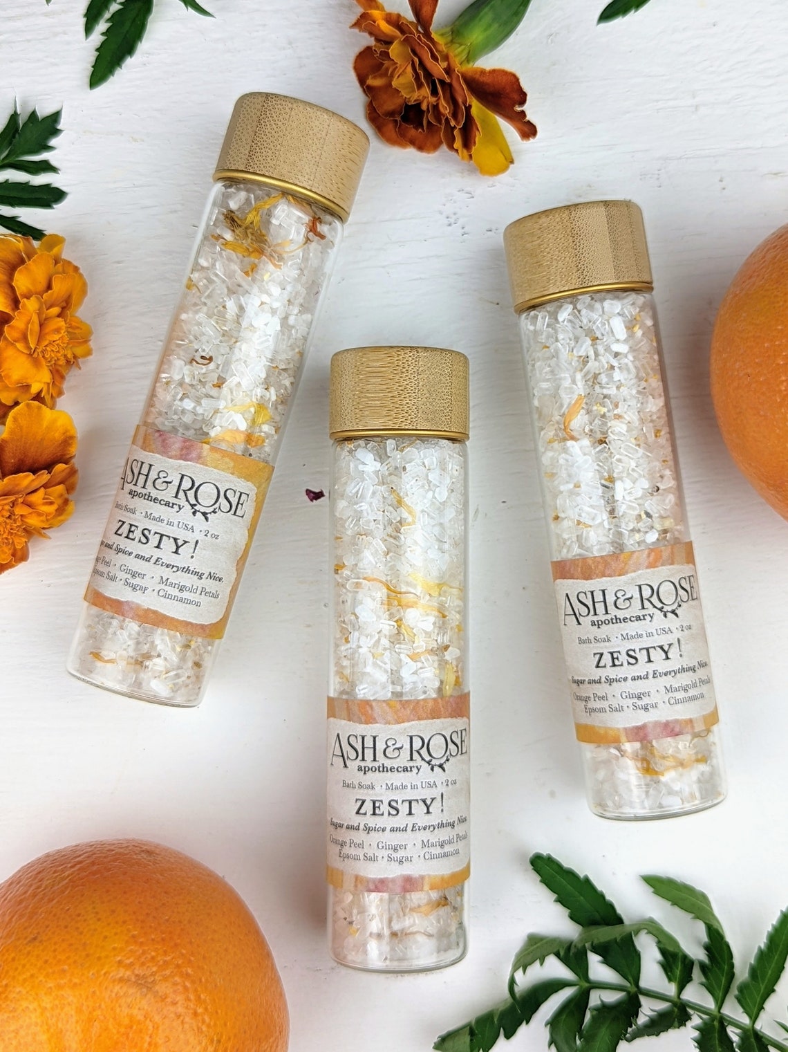 Zesty Orange Ginger Bath Salt Vial Handmade in USA Natural - Etsy