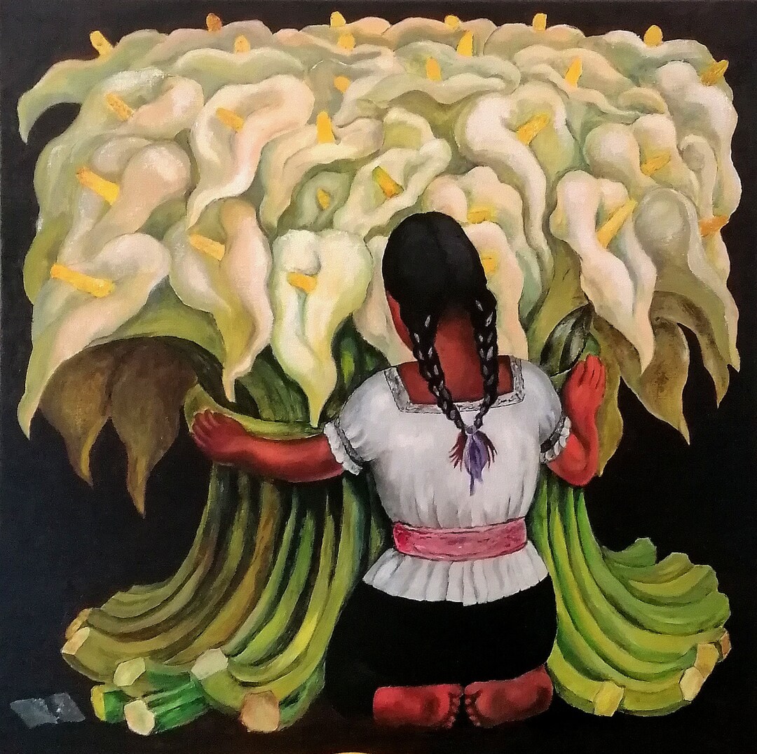 Calla Lily Carrier Diego Rivera Acrilic Painting Modern Art Original ...