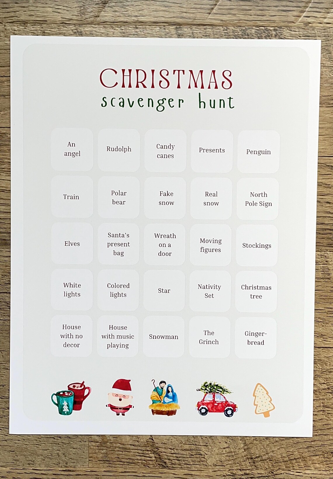 Christmas Scavenger Hunt Activity Sheet for Families and Kids With ...