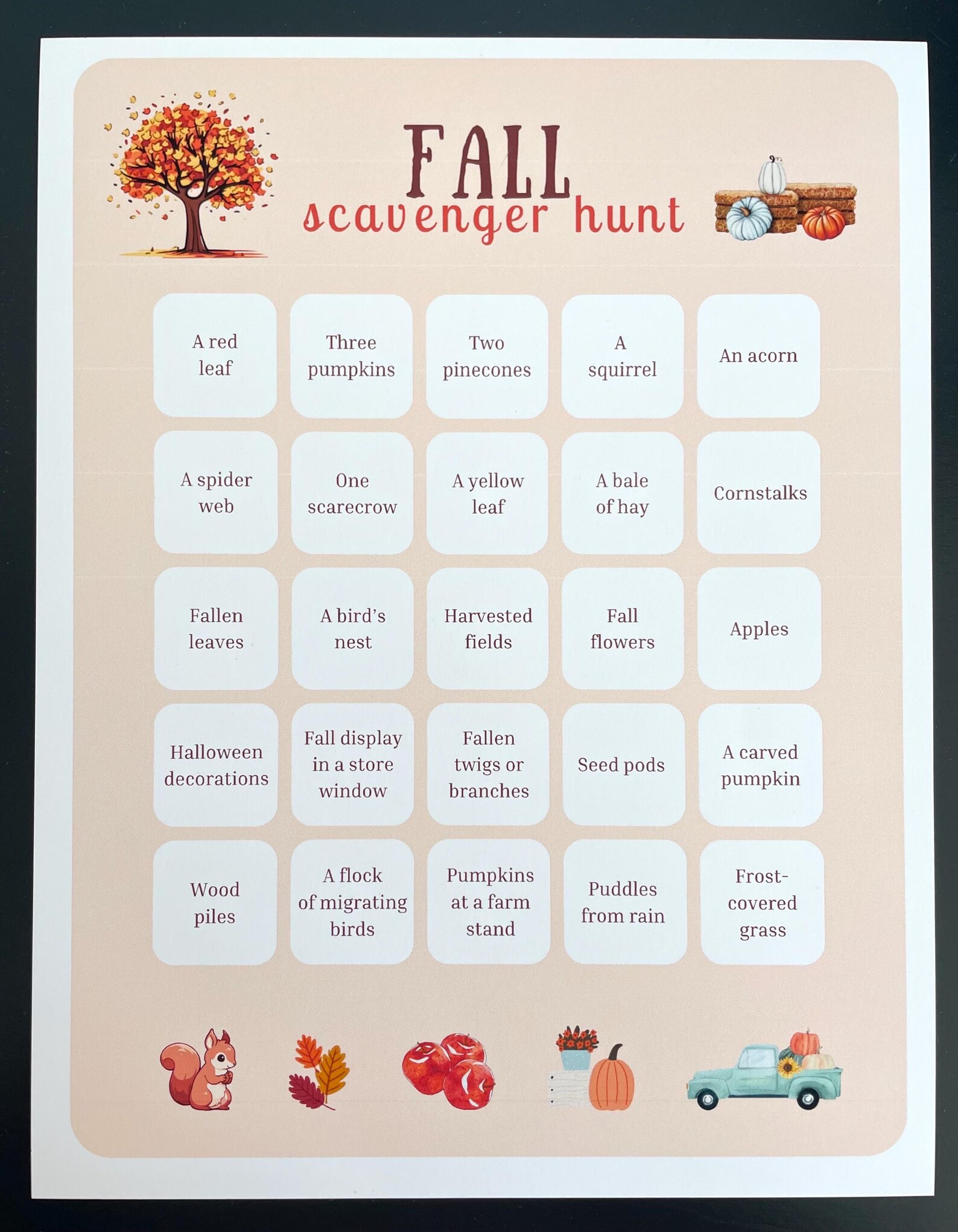Fall Scavenger Hunt Activity Sheet for Families and Kids With Stickers ...