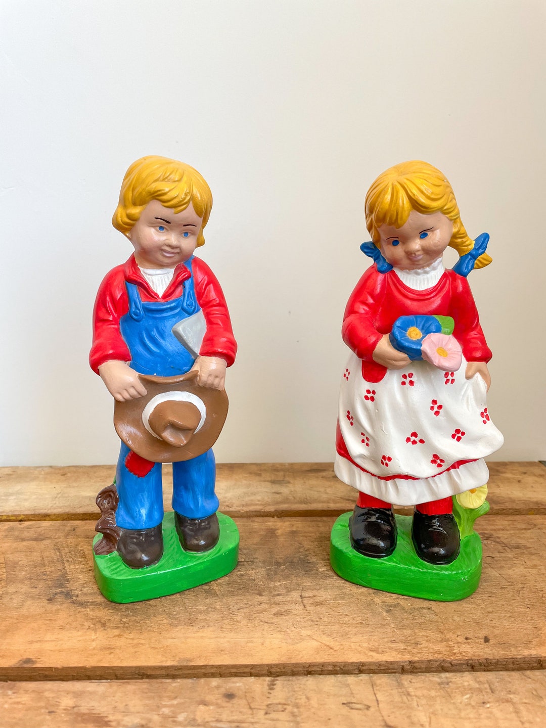 Vintage Boy and Girl Figurines Set, Farmhouse Country Decor, Retro ...