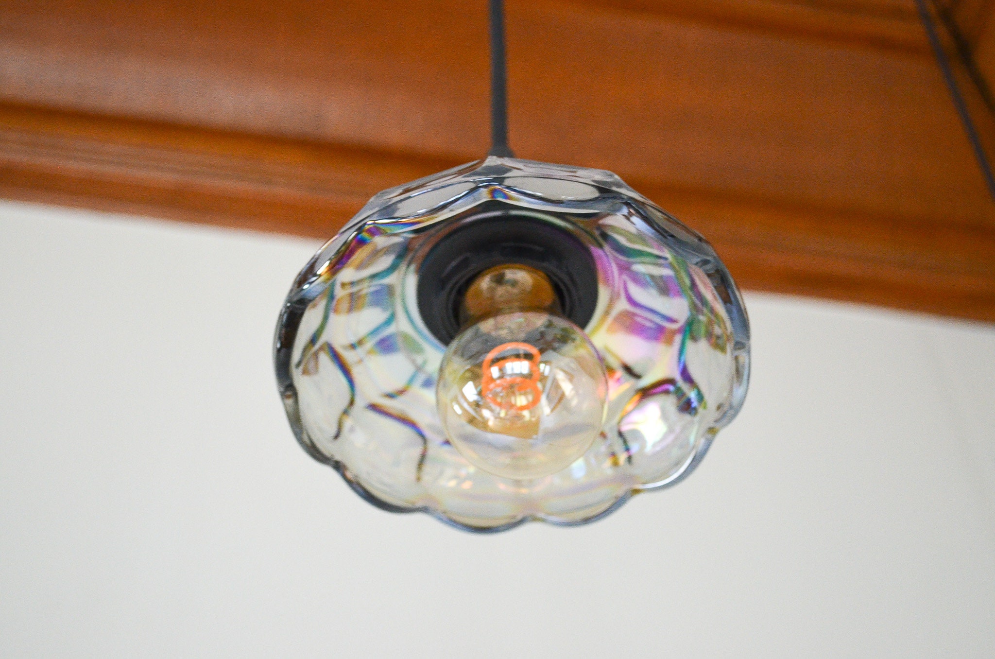 Vintage Carnival Glass Pendant Light - Etsy