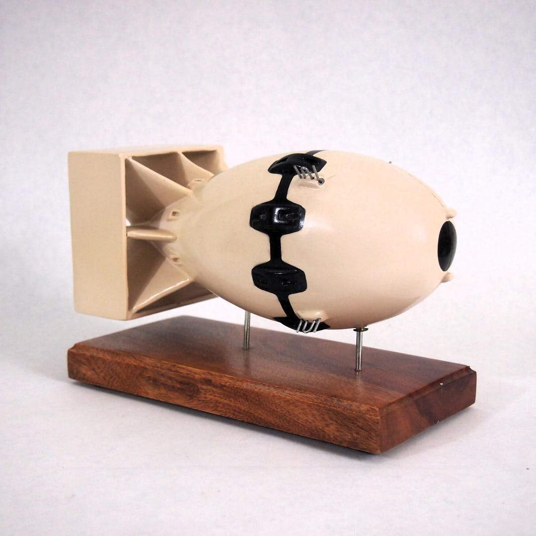Vintage Wood 'fat Man' Atomic Bomb Desk Model - Executive Display Piece ...