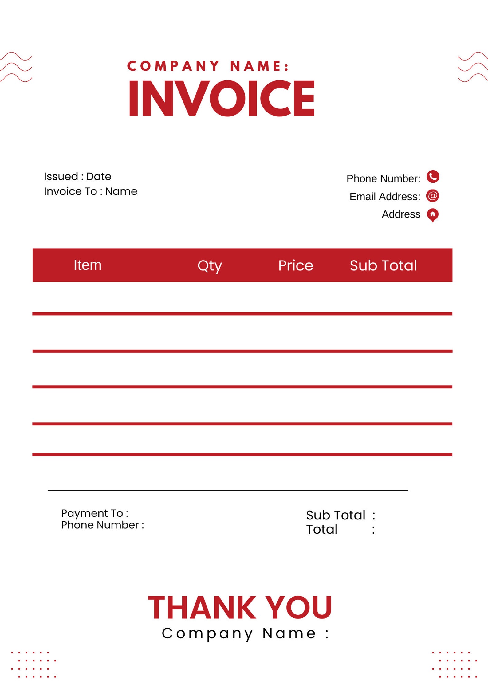 Invoice Template, Printable Invoice Template, Invoice Template for Word ...