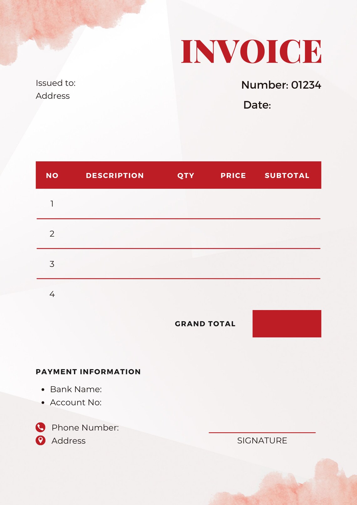 Invoice Template, Printable Invoice Template, Invoice Template for Word ...