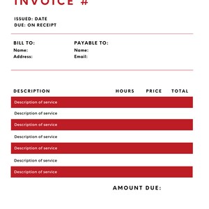 Invoice Template Printable Invoice Template Invoice Template - Etsy