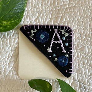 Hand Embroidered Personalized Initial Corner Bookmark Bookclub Gift ...