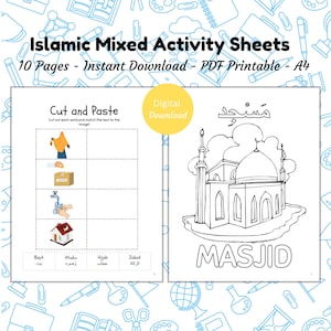 Islamic Activity Sheet Pack 10 Pages Activity Work Sheet Islamic Arabic ...