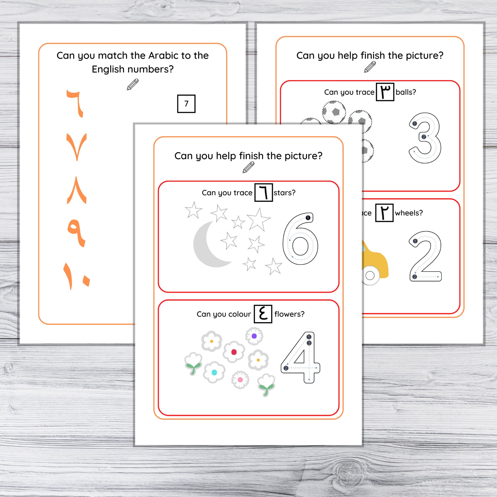 Arabic Numbers Activity Sheet Pack 1-10 Arabic Number Learning Work ...