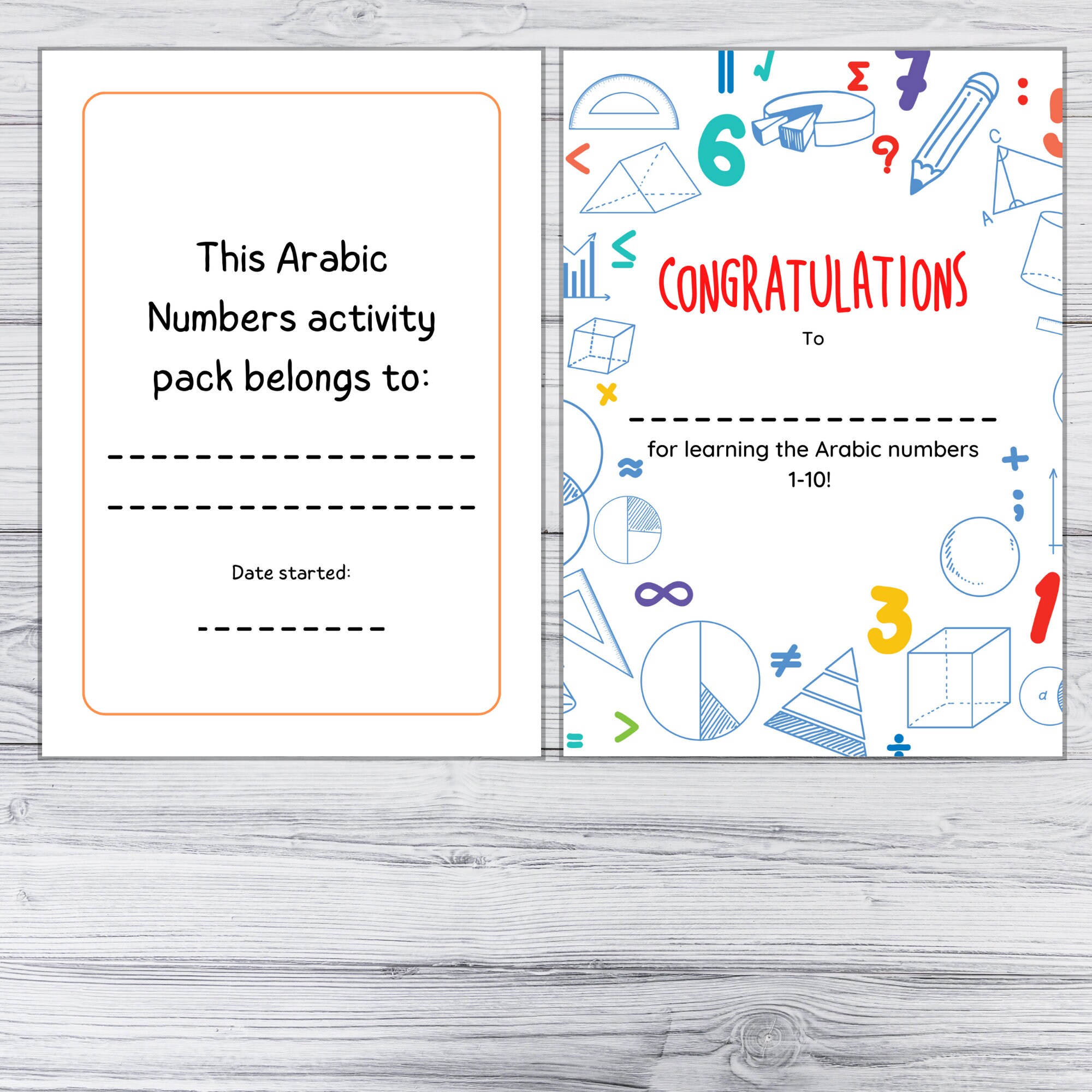 Arabic Numbers Activity Sheet Pack 1-10 Arabic Number Learning Work ...