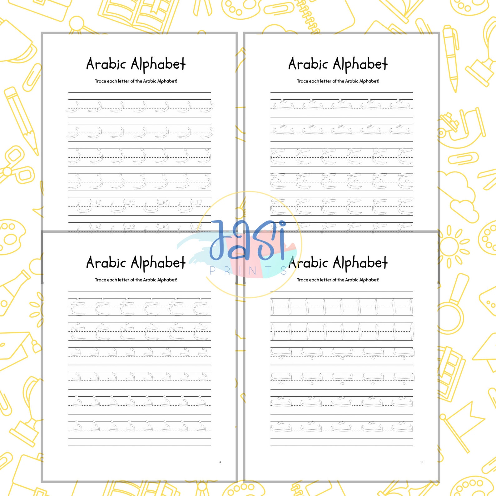 Arabic Alphabet Practice Work Sheet Arabic Letters Tracing Letters ...