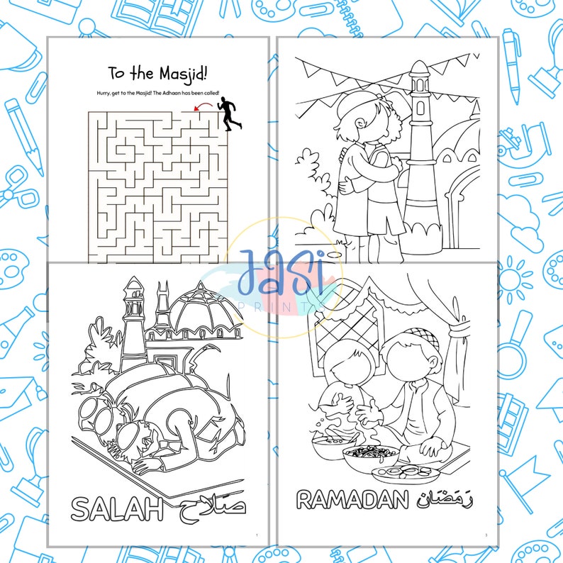 Islamic Activity Sheet Pack 10 Pages Activity Work Sheet Islamic Arabic ...