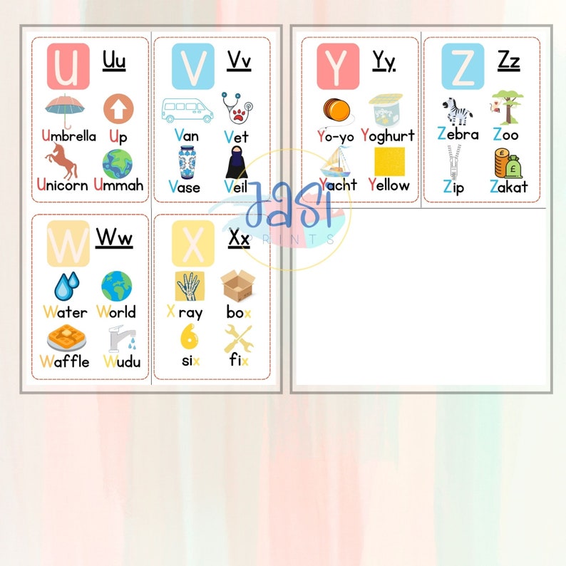 Alphabet Flashcards With Islamic Words Phonics Practice for Toddlers ...