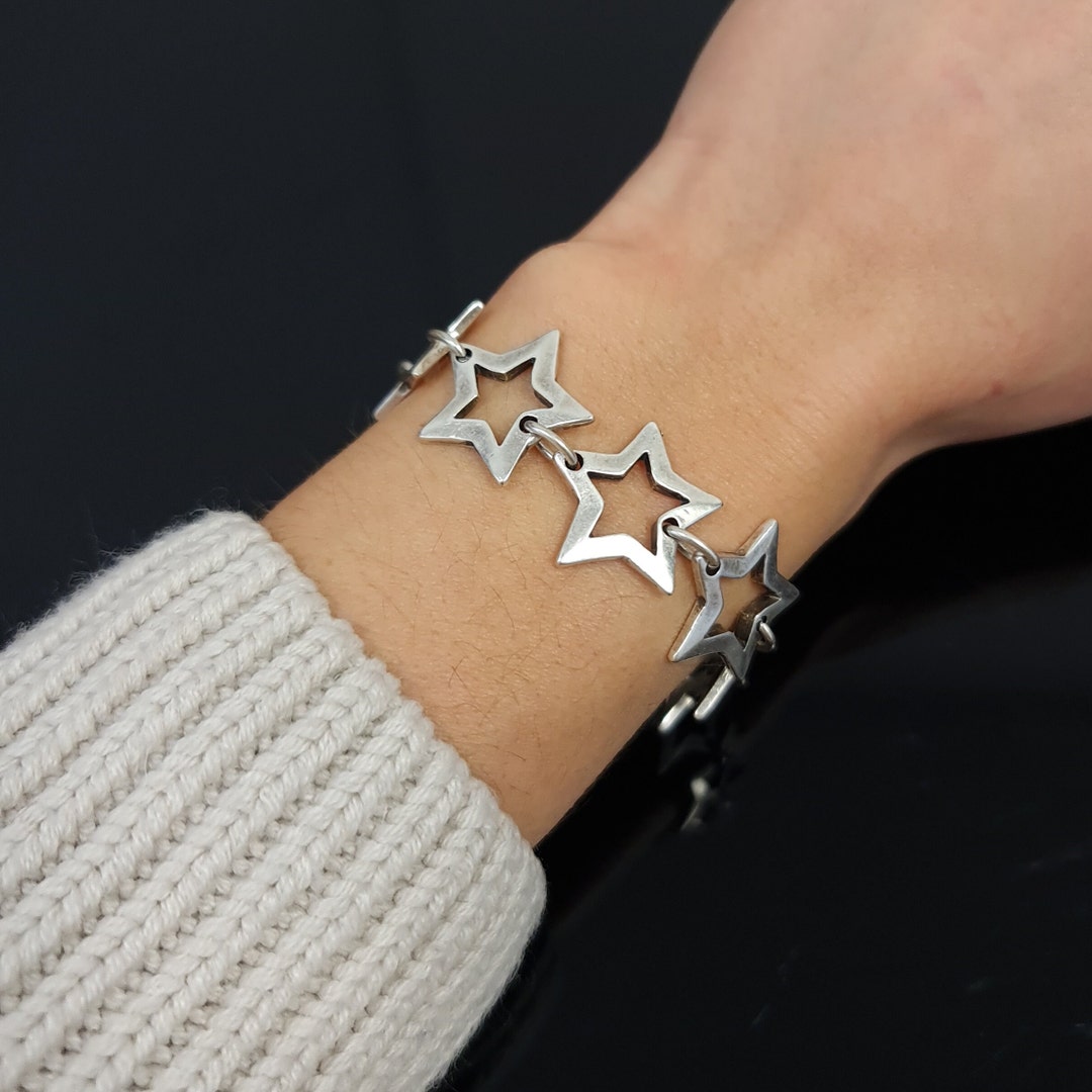Silver Star Bracelet, Star Chain Bracelet, Starry Bracelet, Star ...