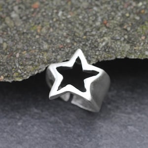 Star Ring, Silver Star Ring, Sterling Silver Plated, Statement Star Ring, Chunky Ring ...