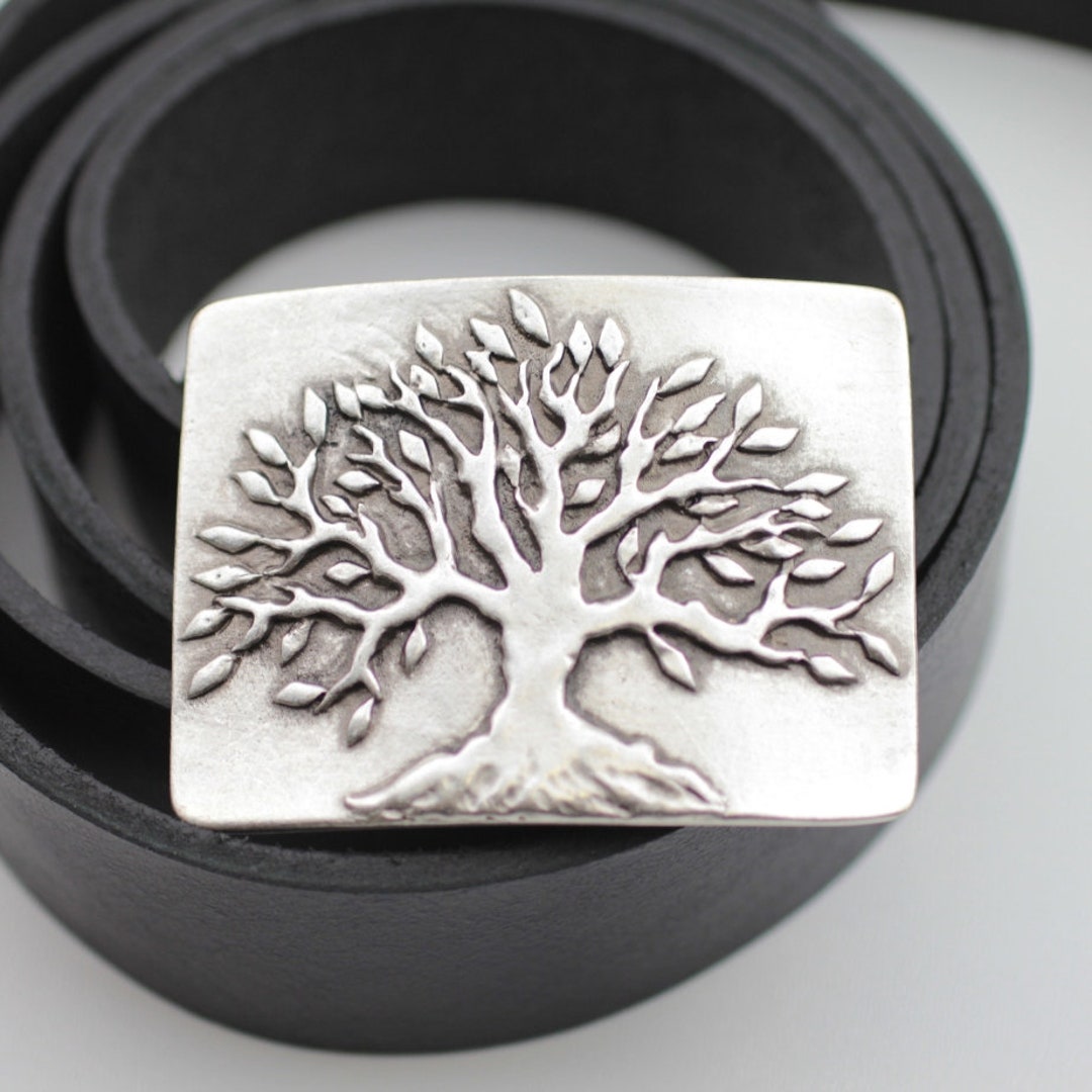 Vintage Engraved Tree Belt Buckle - Landscape - Giving - Cypress Oak ...