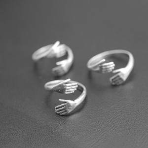 Antique Silver Ring,silver Hand Ring, Statement Jewelry, Hugging Ring ...