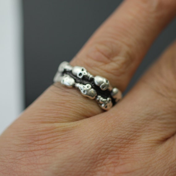 Silver Skulls Ring, Metal Skull Ring, Skull Jewelry, … - Gem