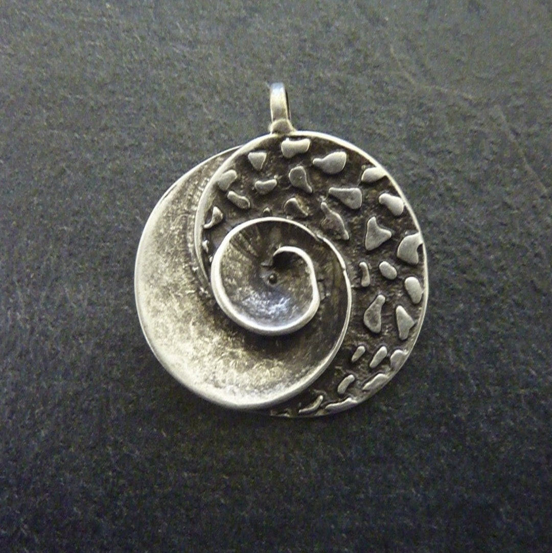 Silver Spiral Pendant, Big Round Pendant, Modern Pendant, Circle ...